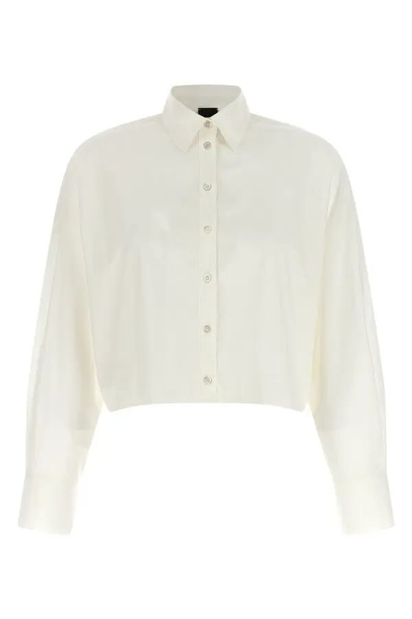 Pinko Carne Cotton Poplin Cropped Shirt