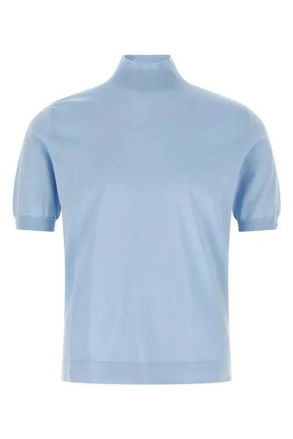 Prada Intarsio Logo Sweater - Light Blue