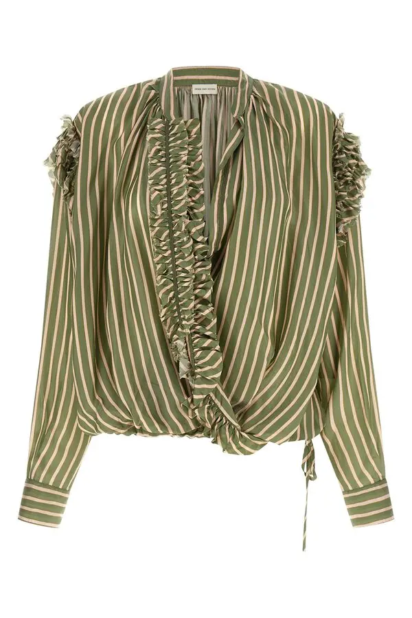 Dries Van Noten Cenever Bis Striped Cupro Shirt