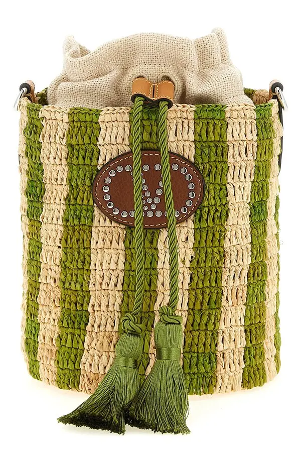 Valentino Garavani Raffia Small Bucket Bag - Green
