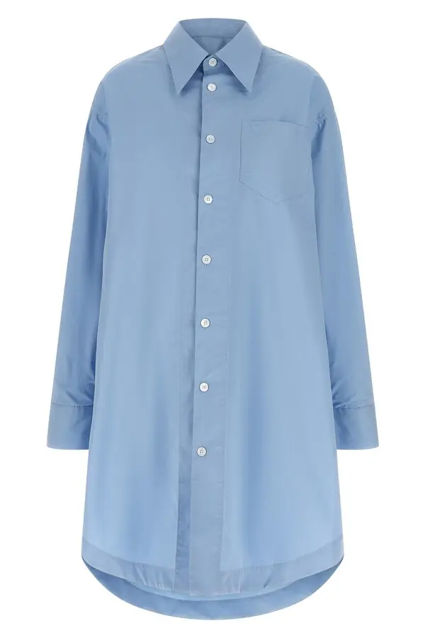 AMI Paris De Coeur Cotton Poplin Shirt Dress - Light Blue