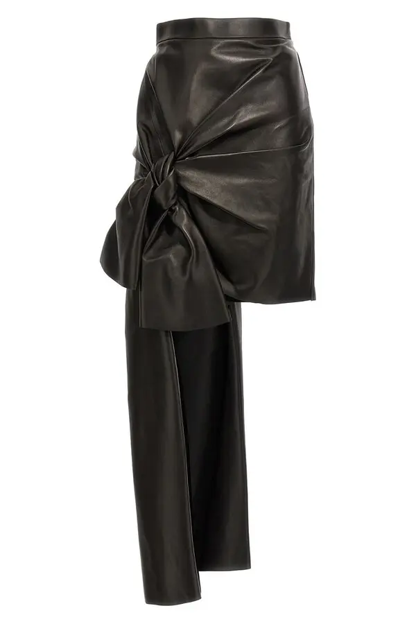 Alexander McQueen Maxi Bow Leather Skirt