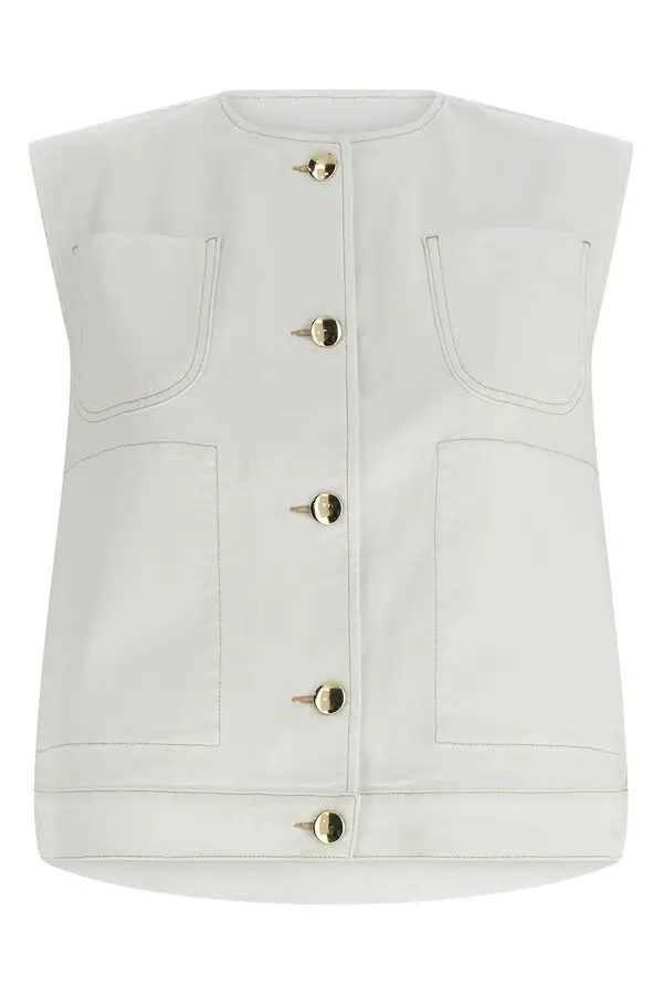 Fabiana Filippi Cotton Denim And Knit Vest