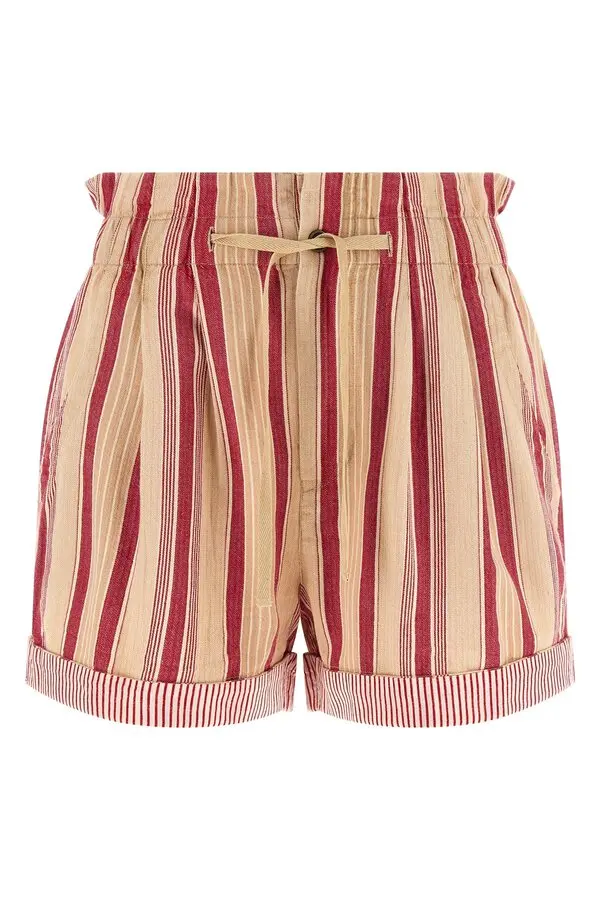 MARANT ETOILE Striped Cotton Canvas Shorts
