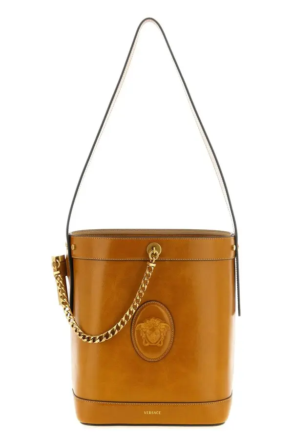Versace Pivot Small Bucket Bag - Brown