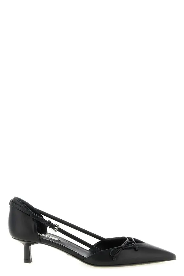 Prada Leather Open Pumps - Black