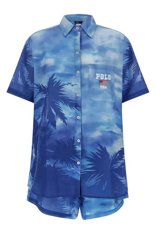 Polo Ralph Lauren Palm Print Cotton Set - Blue