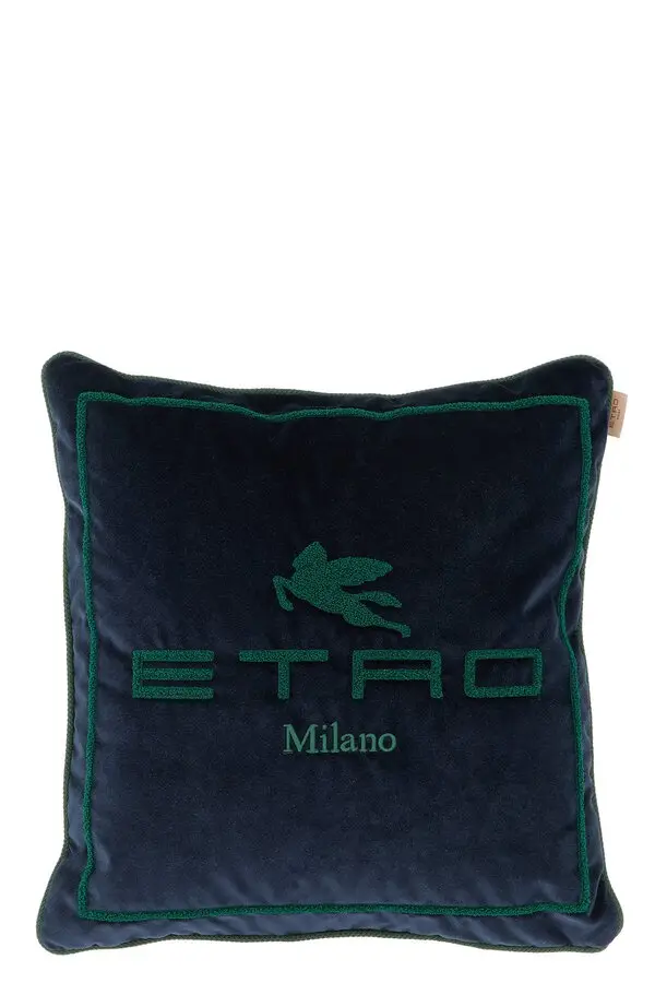 Etro Logo Cushion - Blue