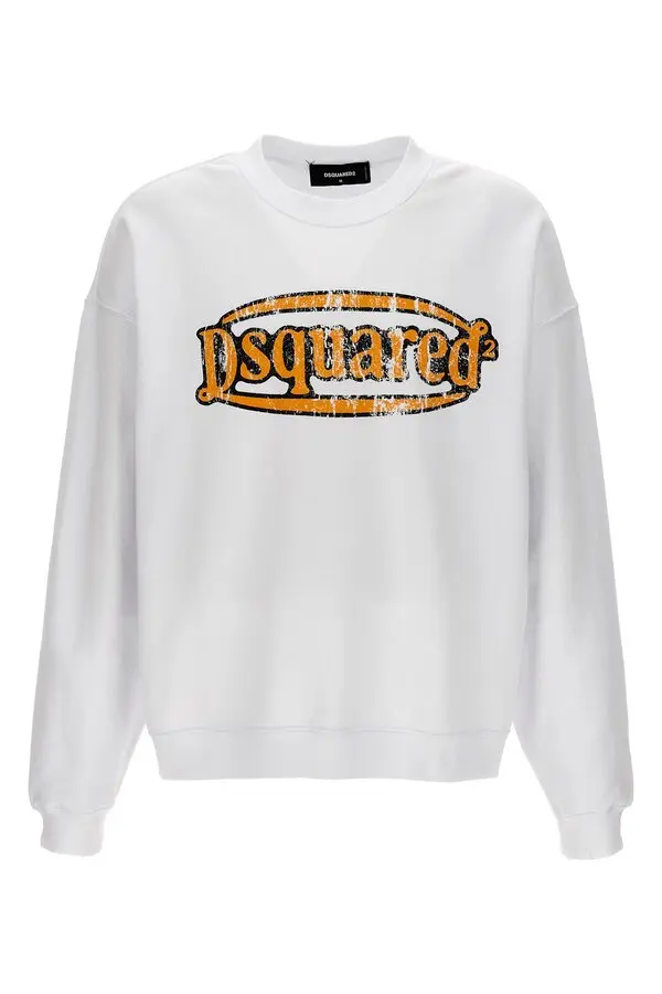 Dsquared2 Logo Print Fleece Sweatshirt - White