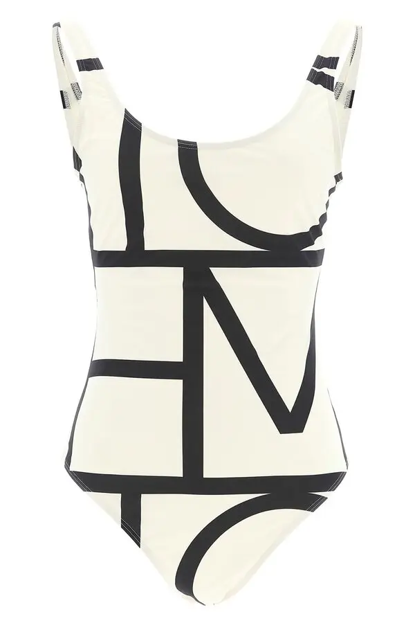 TOTEME Monogram One-piece Swimsuit - White/black