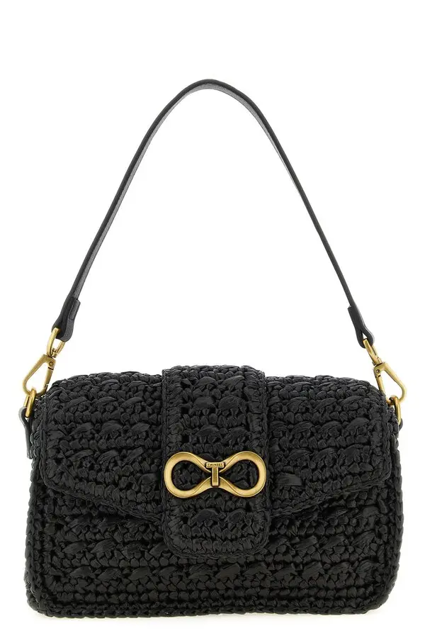 Twin-set Raffia Crossbody Bag - Black