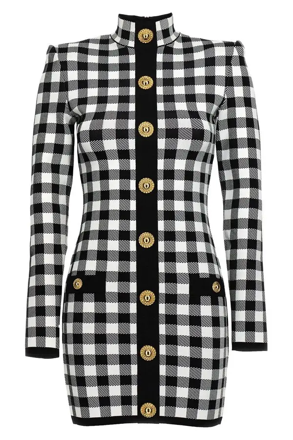 Balmain Vichy Knit Dress
