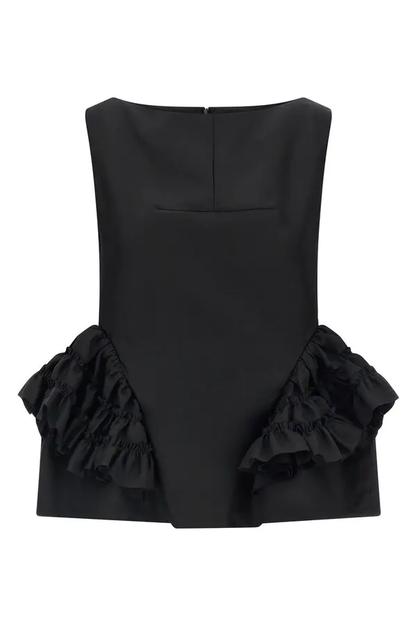 Dries Van Noten Casey Wool And Silk Blend Top - Black