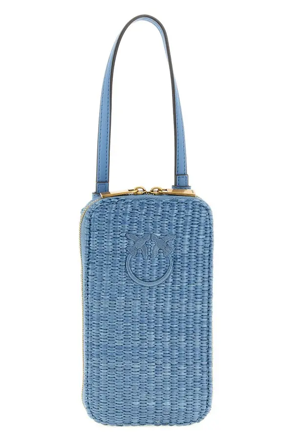 Pinko Raffia Smartphone Holder - Light Blue