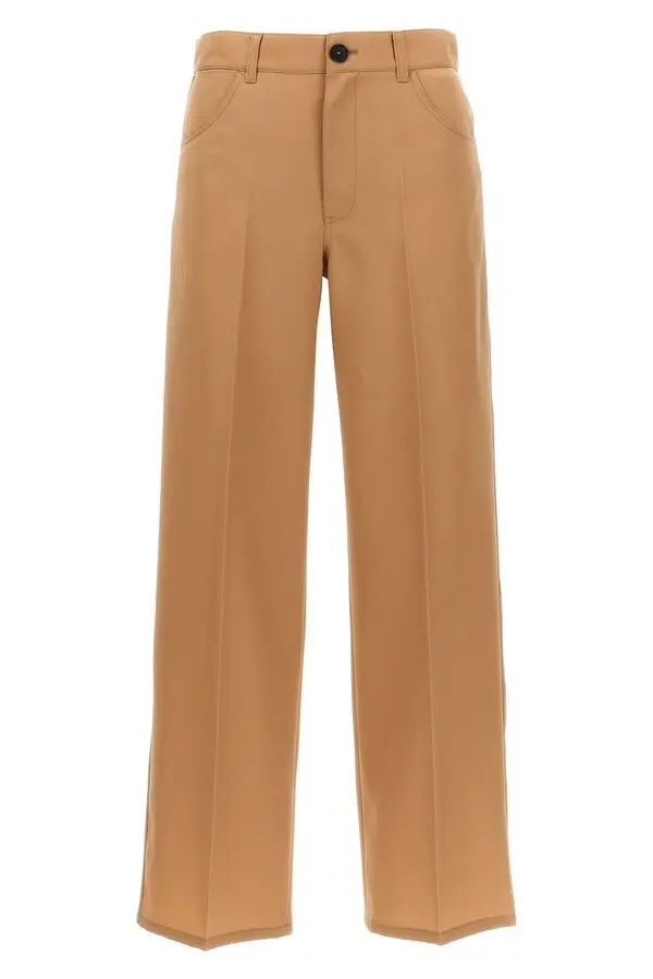 JIL SANDER Wool Gabardine Loose Leg Trousers