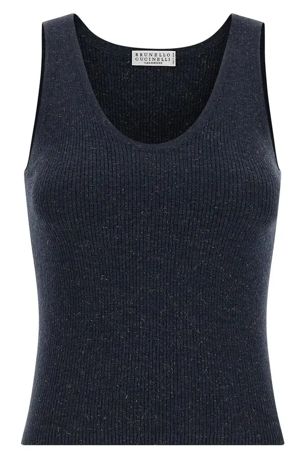 Brunello Cucinelli Metallic Ribbed Tank Top - Blue