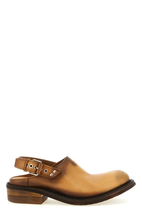 Miu Miu Foule' Sabots - Brown