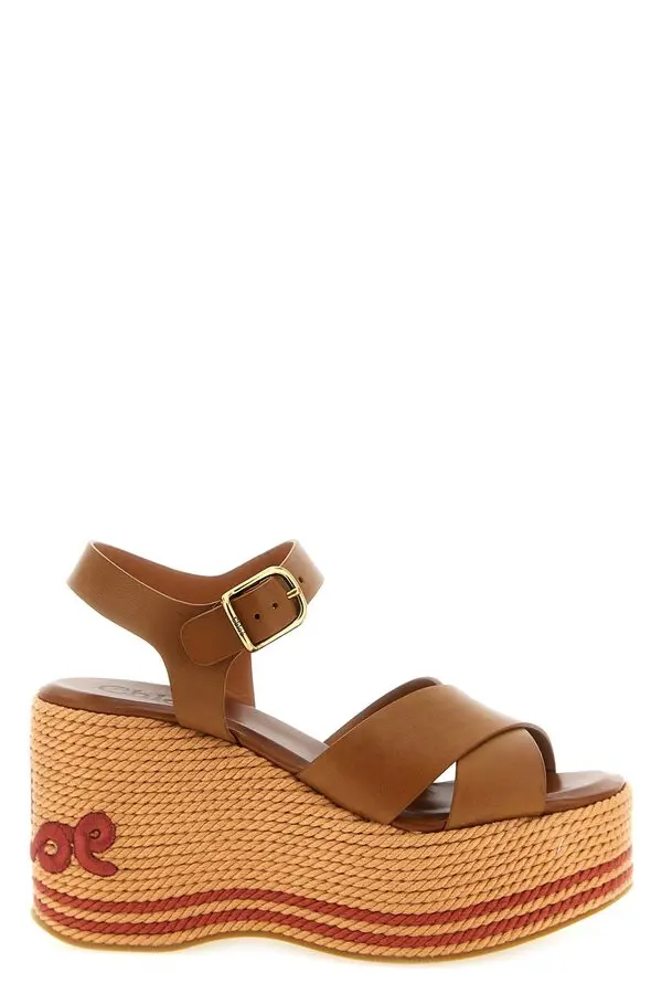 Chloé Leather Wedge Sandals