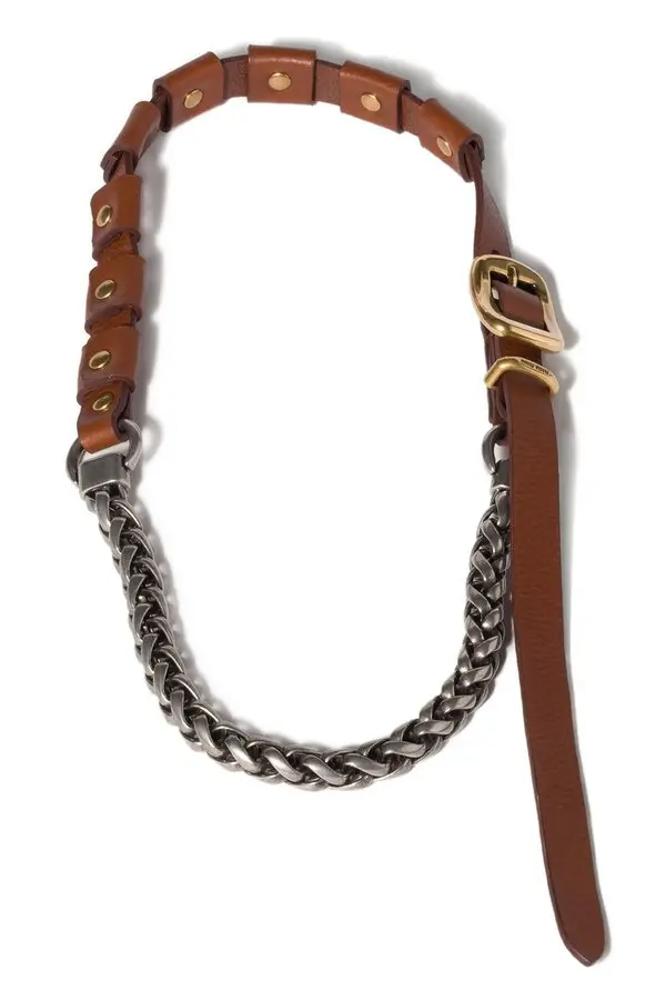 Miu Miu Metal And Leather Necklace - Multi