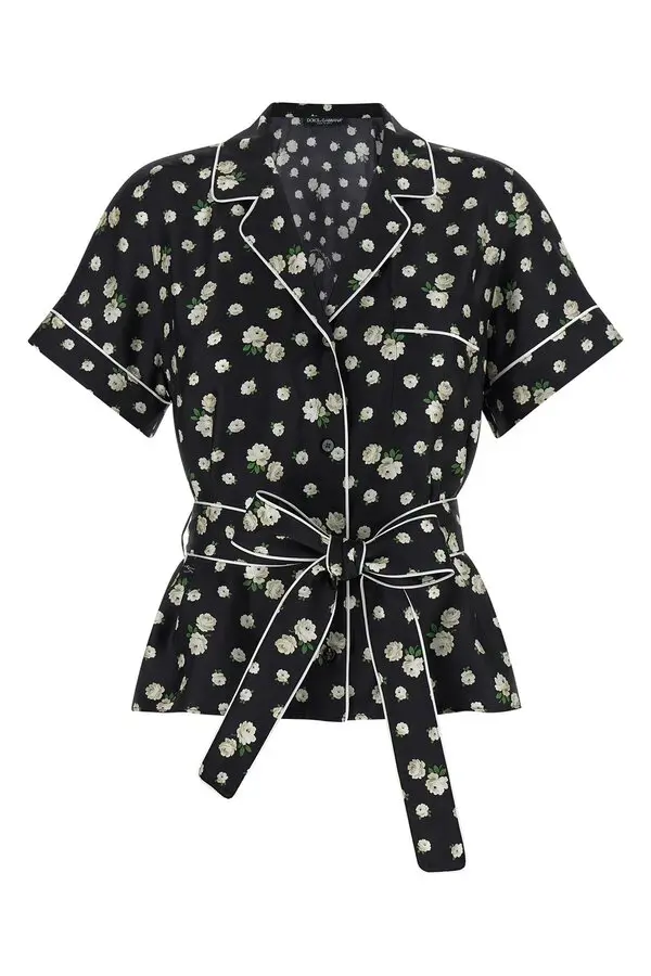 Dolce & Gabbana Fiorellini Print Silk Twill Vanity Shirt