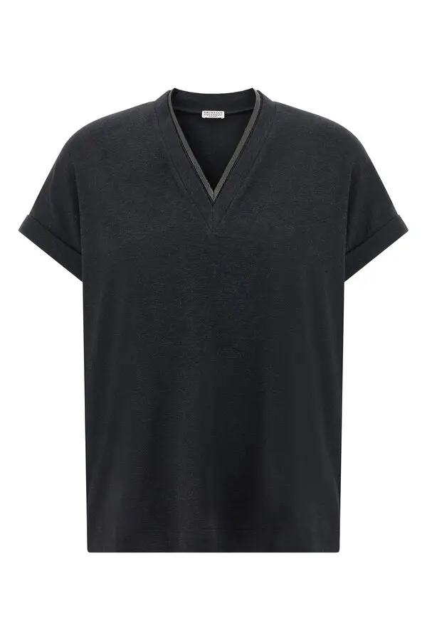 Brunello Cucinelli Stretch Mélange Cotton T-shirt - Gray