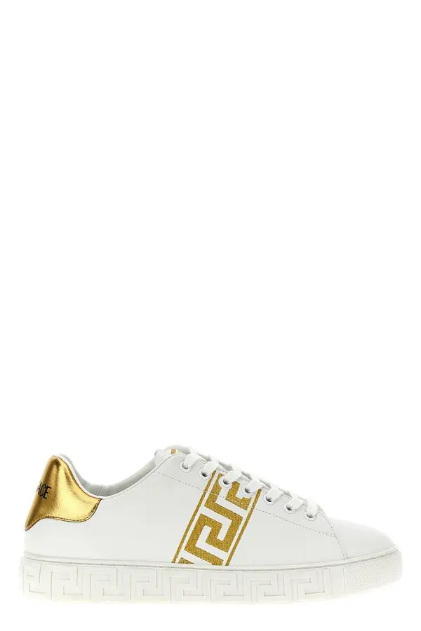 Versace Greca Leather Sneakers - Gold
