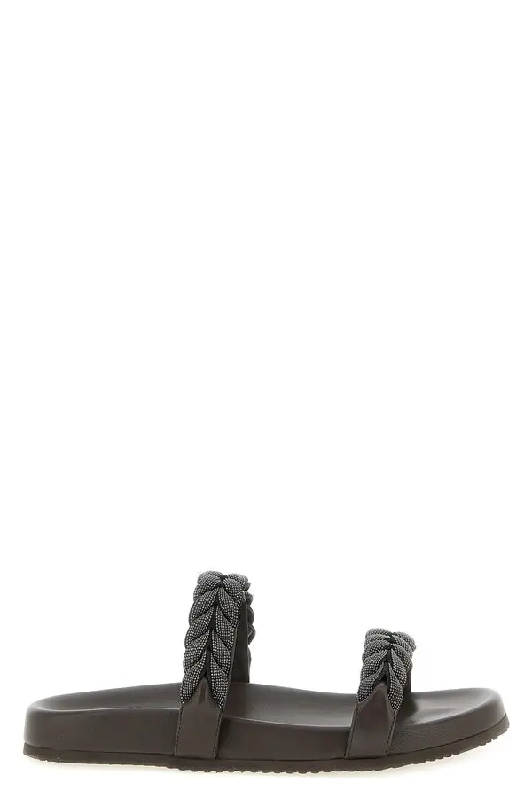 Brunello Cucinelli Precious Braided Straps Sandals - Brown