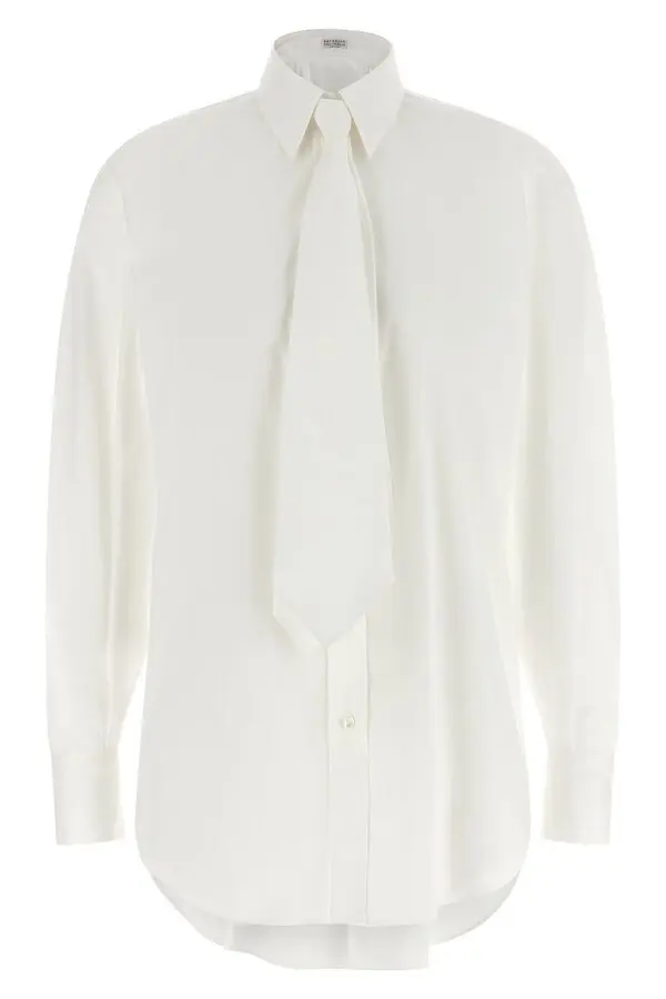 Brunello Cucinelli Cotton Poplin Shirt With Removable Tie