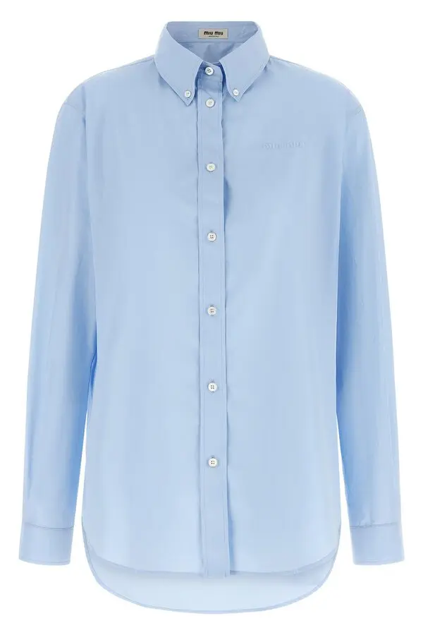 Miu Miu Cotton Poplin Logo Embroidery Shirt