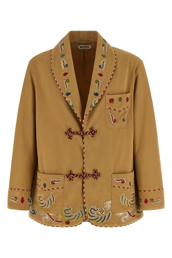 BODE Feather Runner Smoking Jacket - Beige
