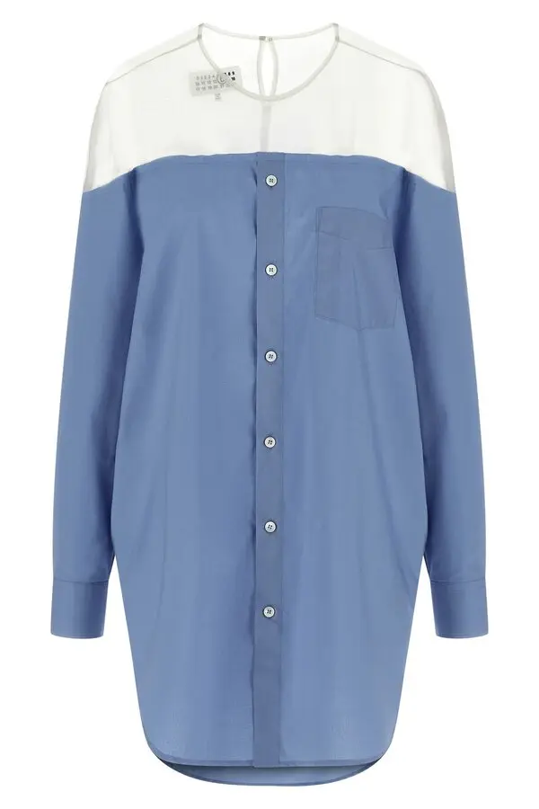 MAISON MARGIELA Tulle Insert Shirt - Light Blue