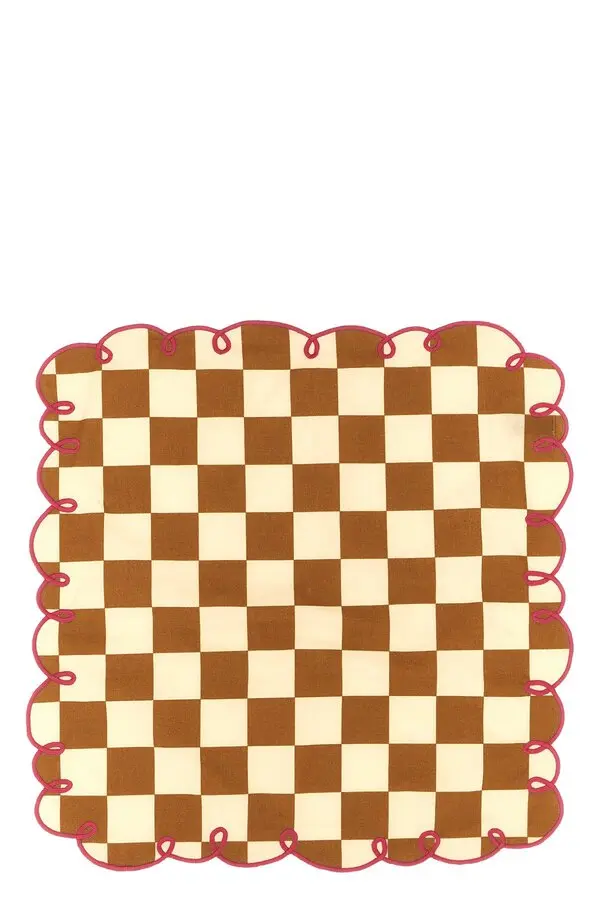 BITOSSI Set Of 2 Napkins With Scalloped Edge - Brown