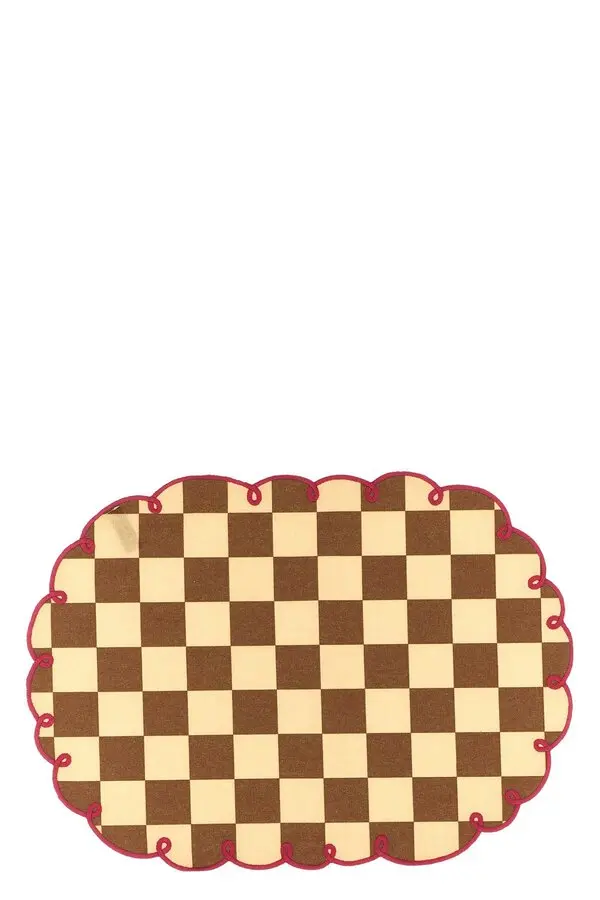 BITOSSI Set Of 2 Placemats With Scalloped Edge - Brown