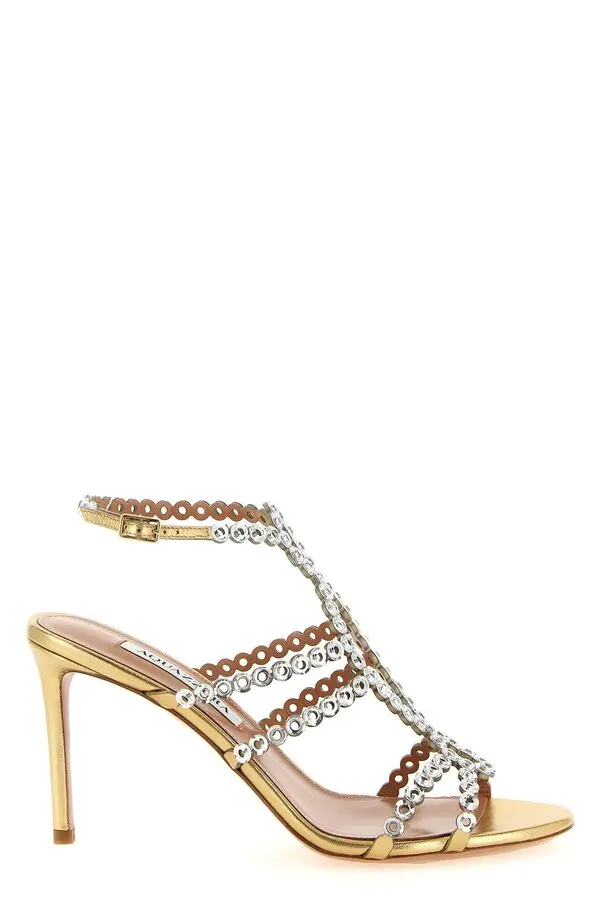 AQUAZZURA Mooncrush Laminated Leather Sandals