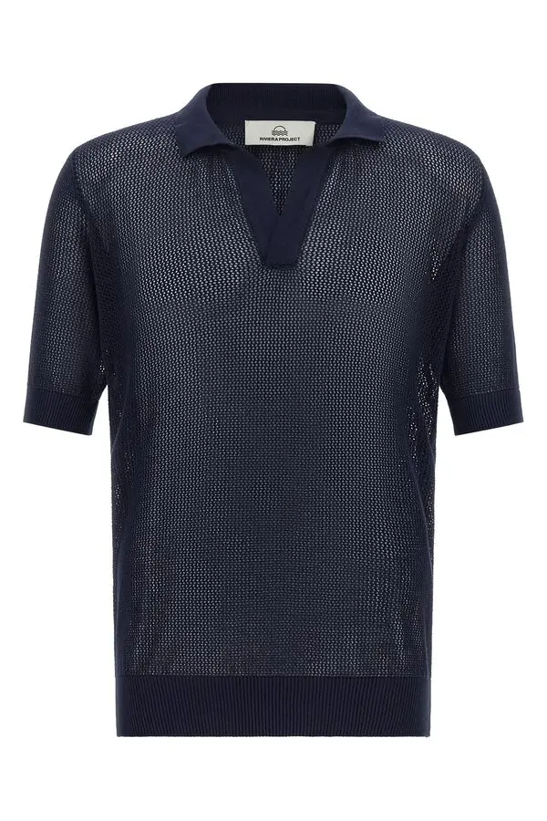 RIVIERA PROJECT Openwork Cotton Polo Shirt