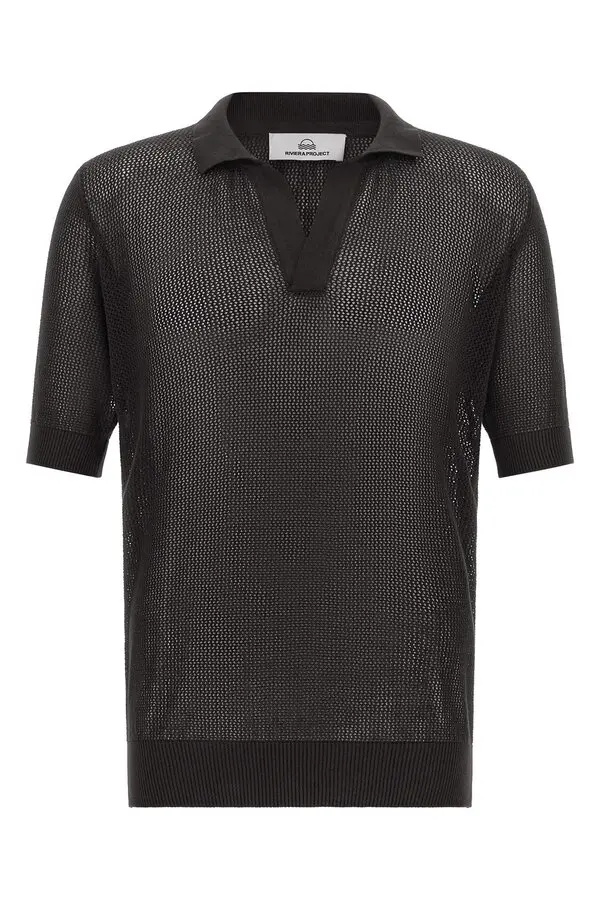 RIVIERA PROJECT Openwork Cotton Polo Shirt