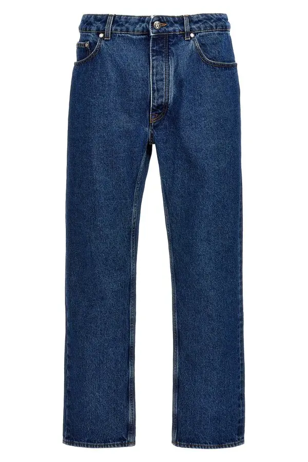 Palm Angels Monogram Cotton Denim Jeans - Blue