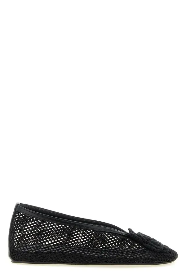 GANNI Jenny Openwork Mesh Ballet Flats - Black