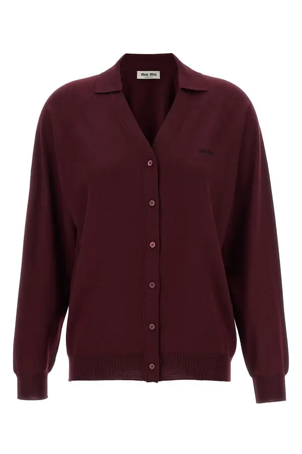 Miu Miu Logo Intarsia Cardigan