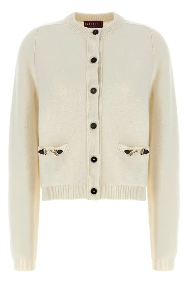 Gucci Morsetto Wool And Cashmere Cardigan - White