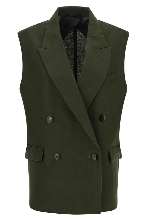 Max Mara Mstaia Linen Waistcoat - Green