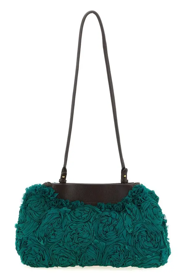 Dries Van Noten Rose Embellished Clutch - Green