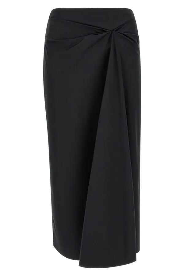 Max Mara Stretch Cotton Satin Midi Skirt