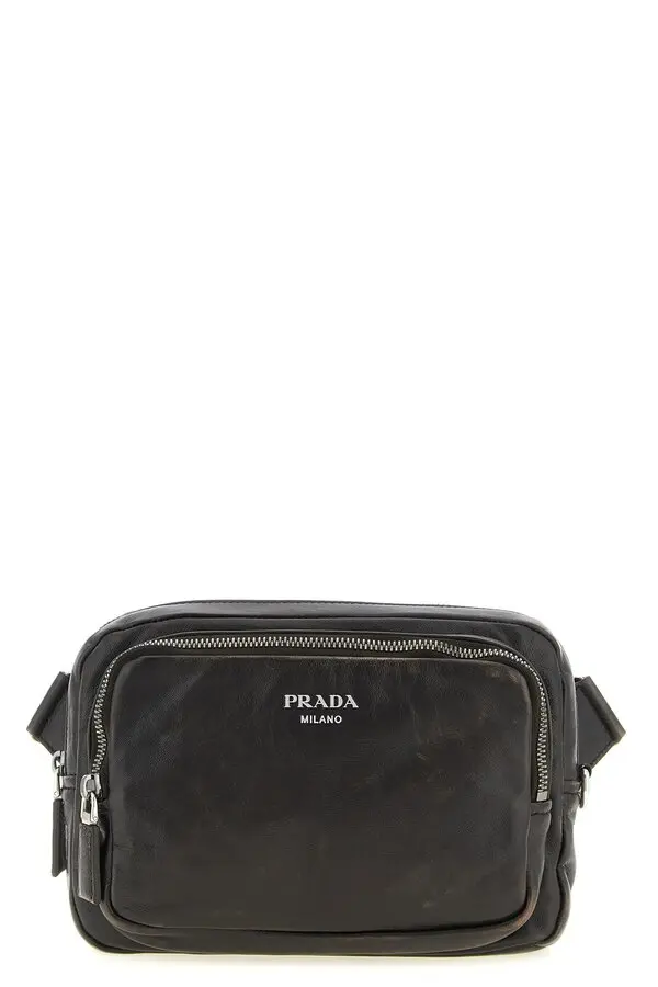 Prada Aged Nappa Leather Cross Body Bag - Brown