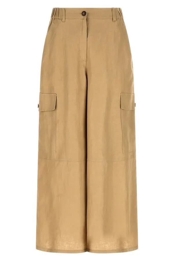 Max Mara Linen Cargo Trousers - Beige