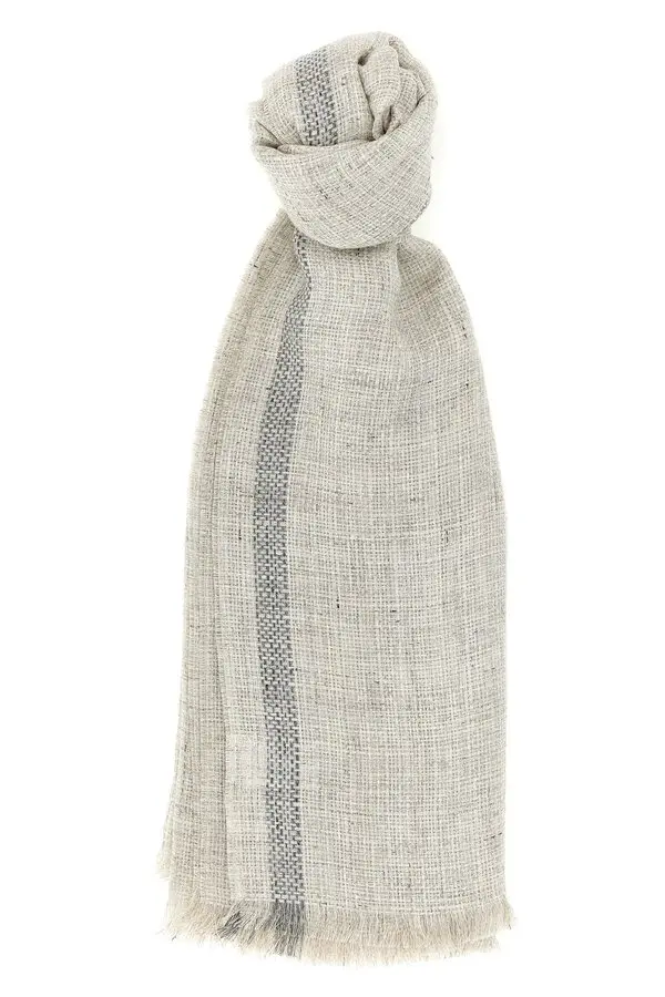 Brunello Cucinelli Linen Scarf - Gray