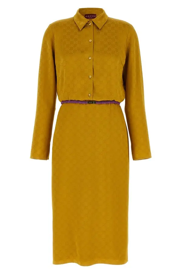 Gucci Jacquard 'gg' Dress - Yellow