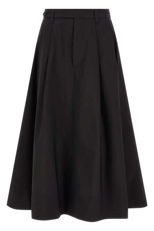 Brunello Cucinelli Sartorial Techno Cotton Midi Skirt - Black