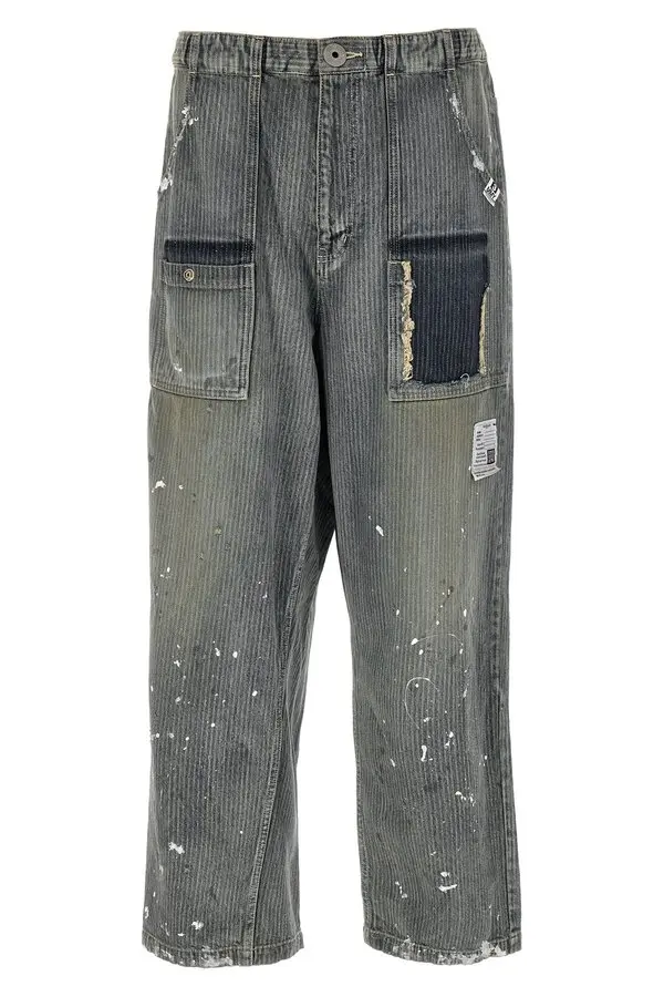 Mihara Yasuhiro Jacquard Striped Denim Bush Pants