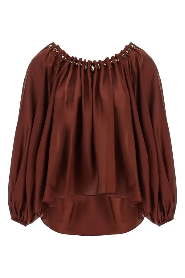 Zimmermann Aster Silk Habotai Blouse - Bordeaux